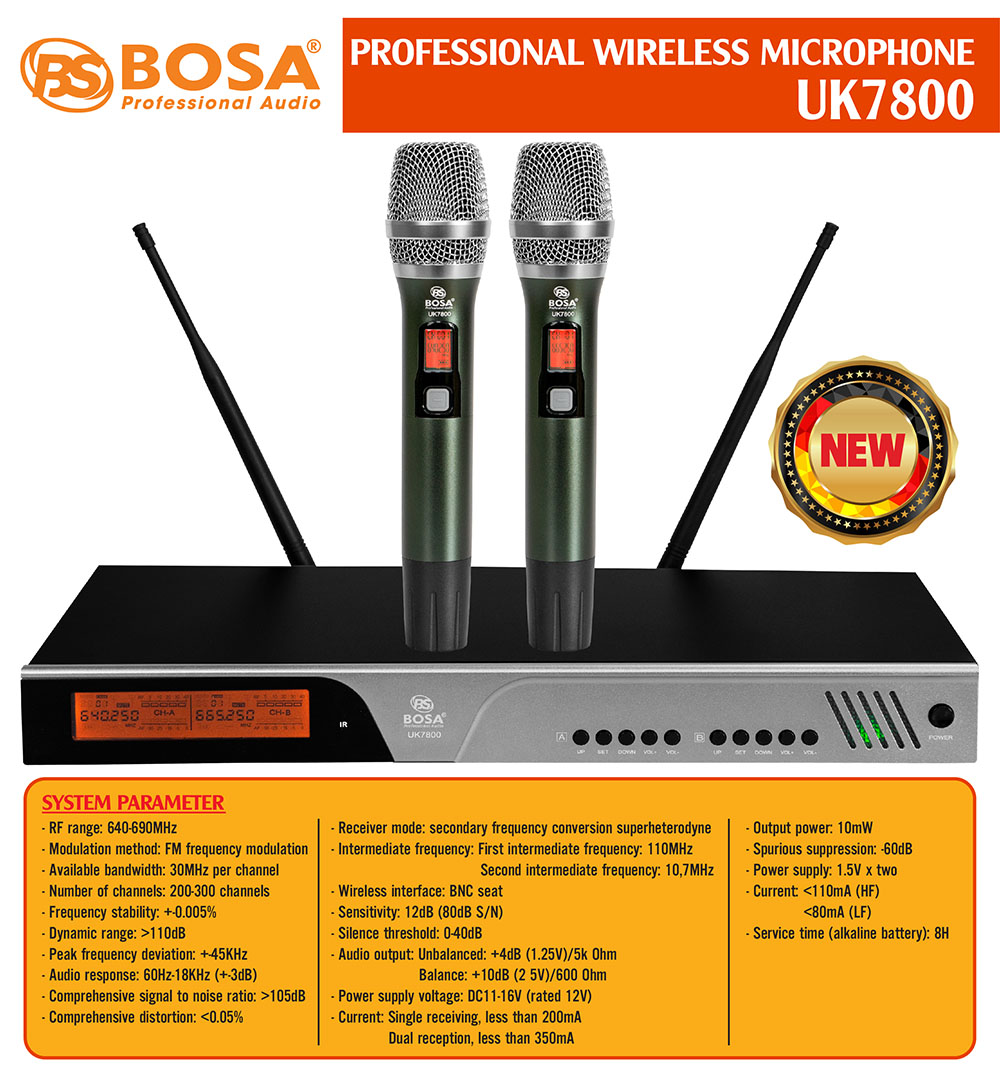 Micro không dây bosa UK7800 micro bosa micro không dây